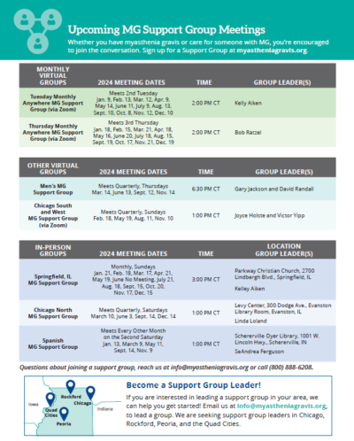 2024 Support Group Schedule 12-12-23 - Conquer Myasthenia Gravis